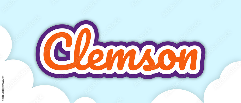 Vetor de "Clemson", big bold stroke text in football colours, floating ...