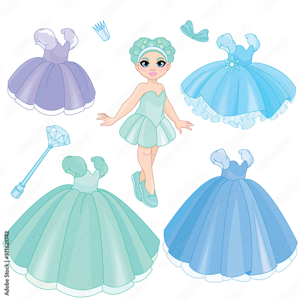 Snow Queen Paper Doll Stock Vector | Adobe Stock