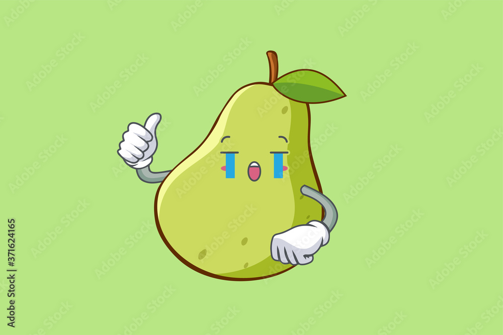 CRYING, SAD, SOB, CRY Face Emotion. Thumb Up Hand Gesture. Green Pear ...