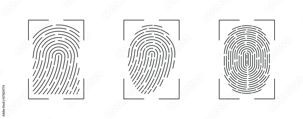Vector Fingerprint Scanner Set. Security biometric thumb id ...