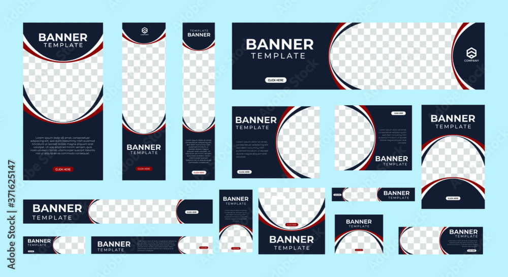 set of creative web banners in standard size with a place for photos ...