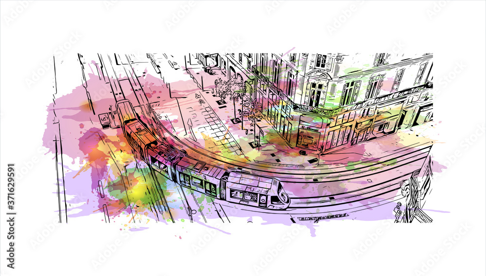 Building view with landmark of Angers is a city in western France ...