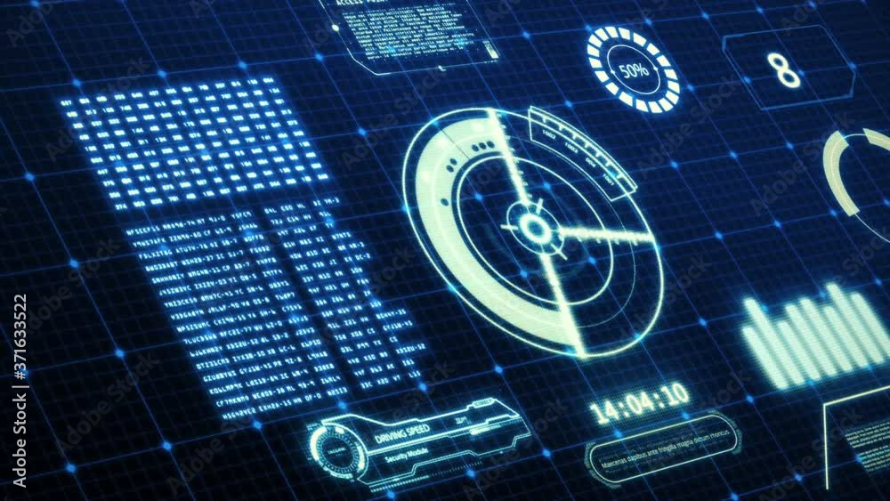 HUD driving car speed user interface computer screen display with ...