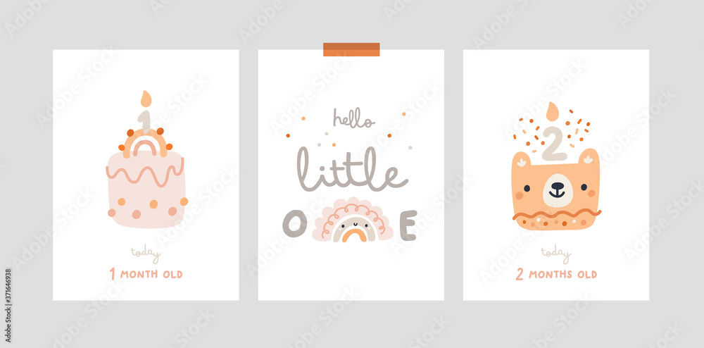 Milestone cards set for newborn. Baby shower cards collection. Nursery ...