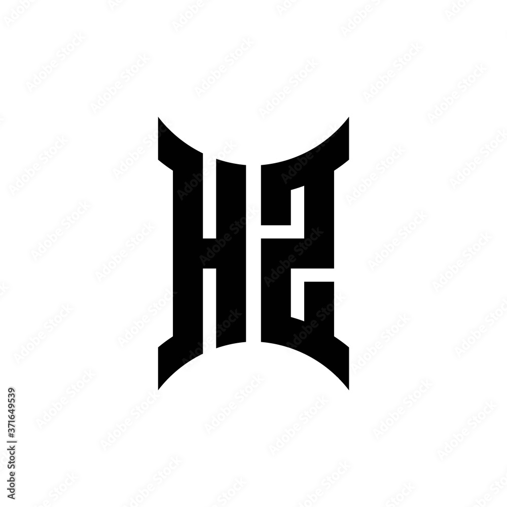 HZ monogram logo with curved side Stock Vector | Adobe Stock