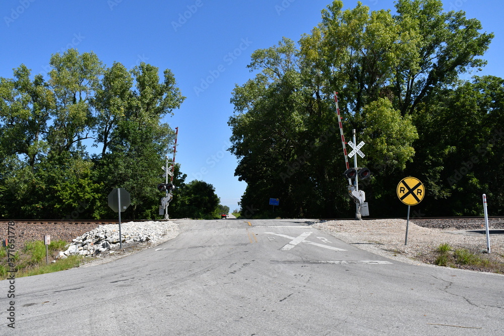 Road and Railroad Crossing Stock Photo | Adobe Stock