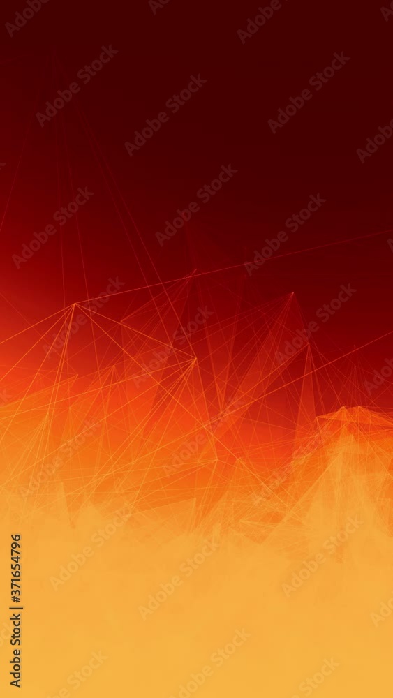 Seamlessly looping wireframe polygons 3D animation on orange gradient ...
