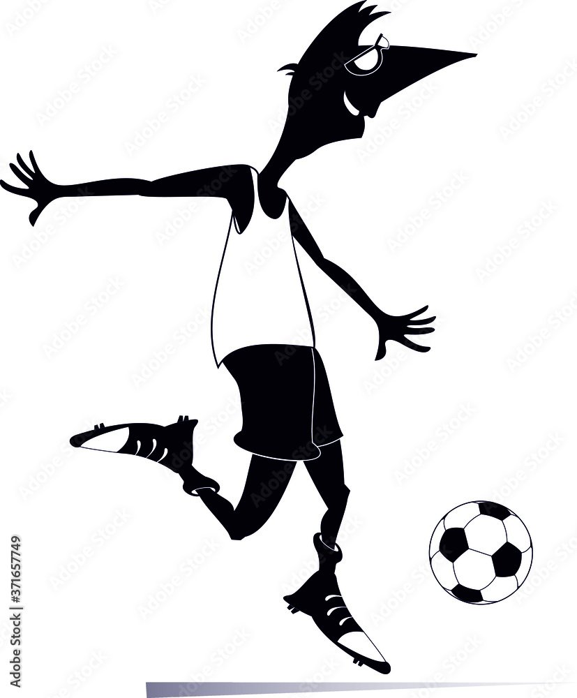 Smiling young man playing football illustration. Cartoon football ...