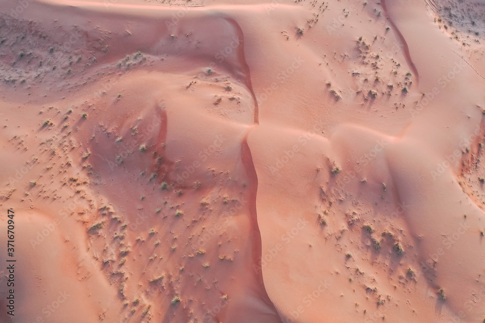 Drone view of Dry Desert in Dubai with Sand Ripples, High Dune Desert ...