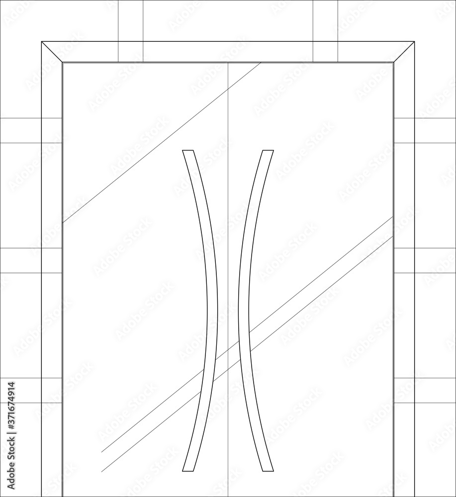 An Image of timber decorative door double leaves in 2D Architectural ...