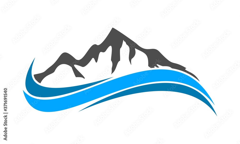 Mountain and wave illustration vector design Stock Vector | Adobe Stock