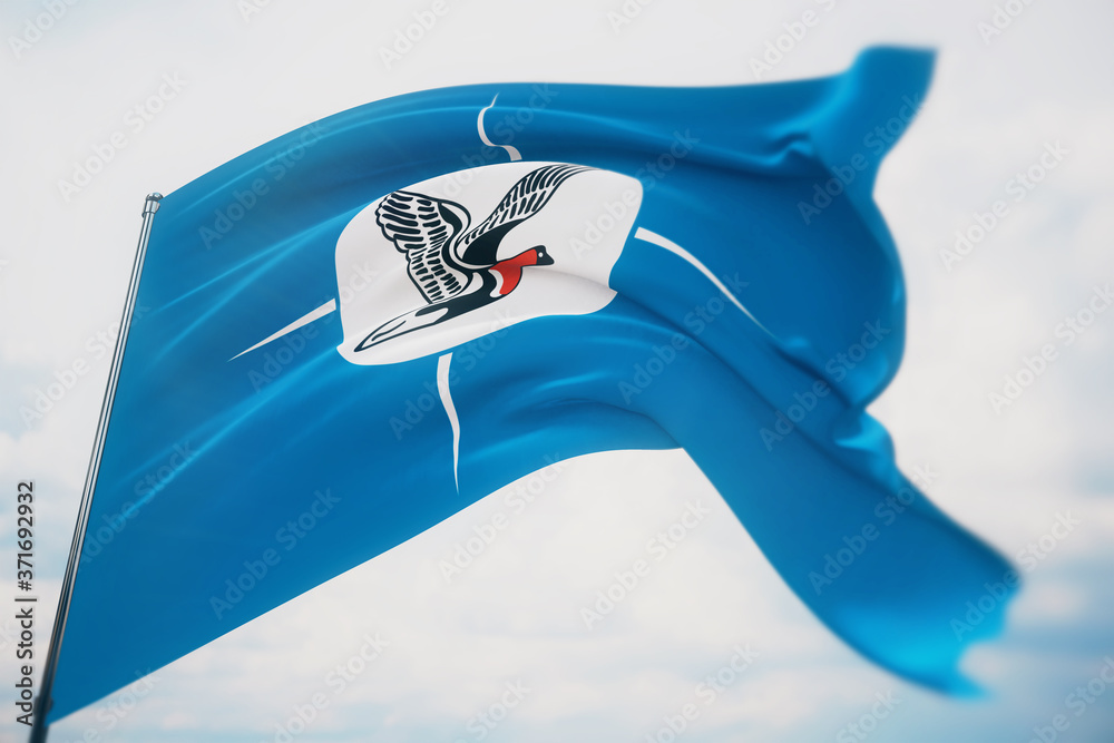 Flag of Taymyr Autonomous Okrug. High resolution close-up 3D ...