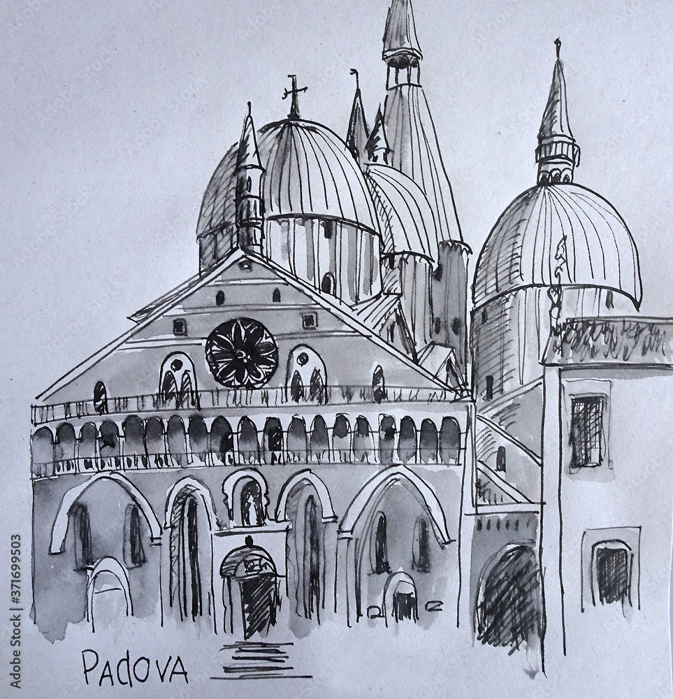 Basilica of Saint Anthony, Padua, Italy, illustration, inscription on ...