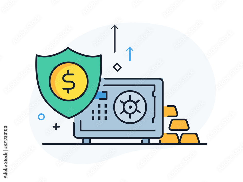 money savings safe. Business development, milestones, start-up. linear ...