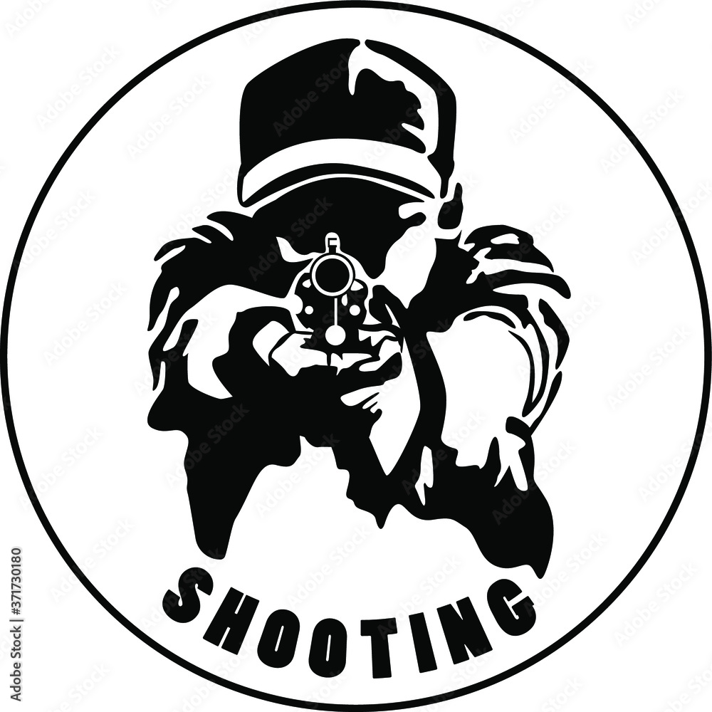 Practical shooting man and shot gun illustration. Logo, accuracy. Stock ...