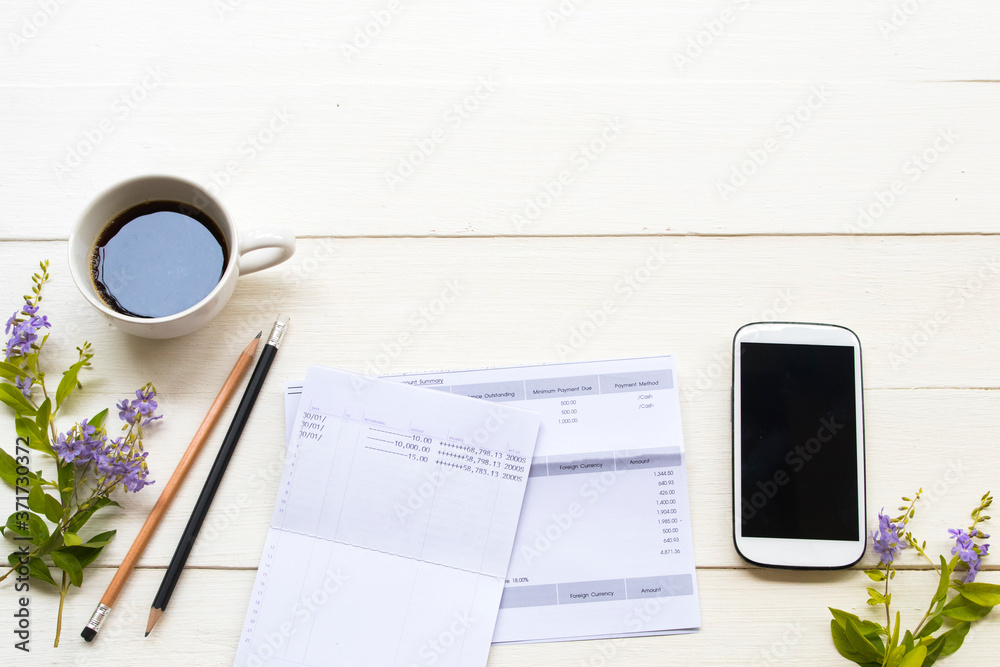 saving account passbook bank ,statement due expenses of credit card and ...