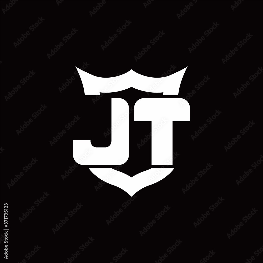 JT Logo monogram with shield around crown shape design template Stock ...