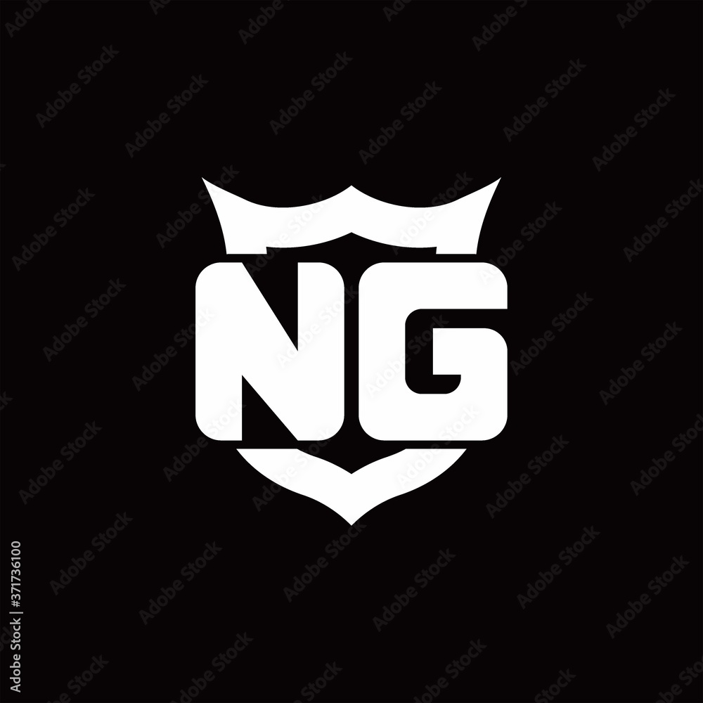 NG Logo monogram with shield around crown shape design template Stock ...