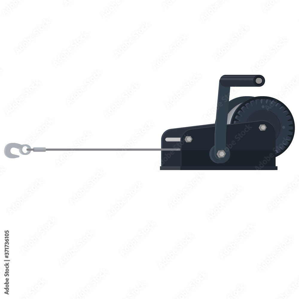 Hand winch. Winch, vector illustration Stock Vector | Adobe Stock