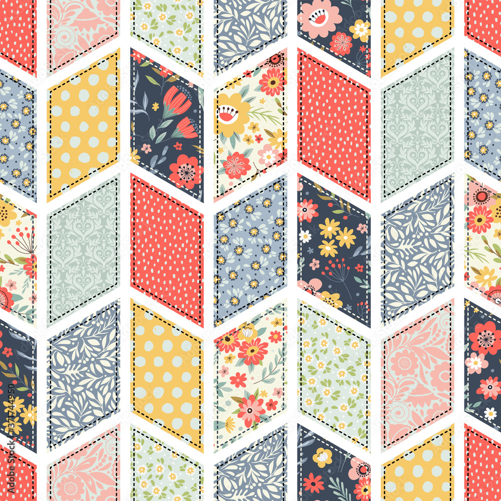 Seamless pattern, patchwork tiles. Can be used on packaging paper ...
