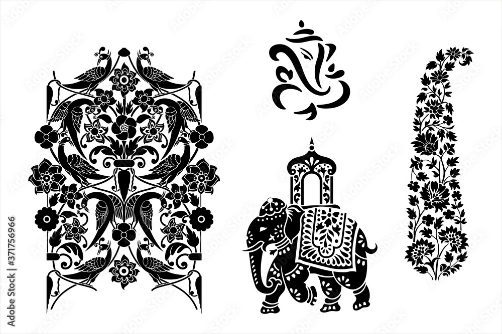 Hindu icons , cultural heritage , India , Asia Stock Vector | Adobe Stock