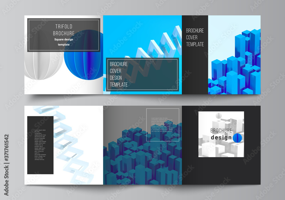 Stockvector Vector layout of square covers design templates for trifold ...