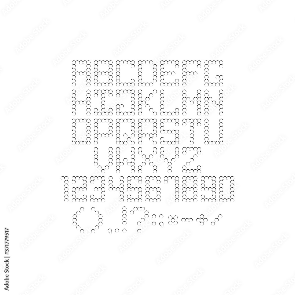 Pixel Font Perforated Round Holes Silhouette Letters And Numbers And pixel-font-perforated-round-holes-silhouette-letters-and-numbers-and