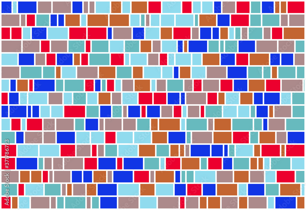 random sized nested trendy blue, brown, red and light blue rectangles ...