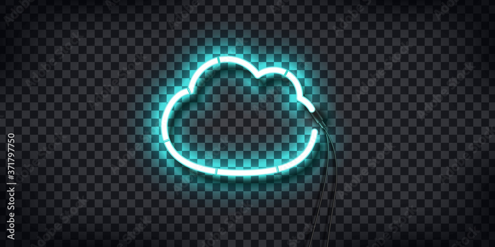 Vector realistic isolated neon sign of cloud for decoration and ...