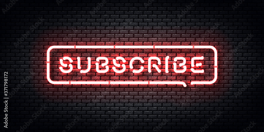 Vector realistic isolated neon sign of Subscribe logo for template ...