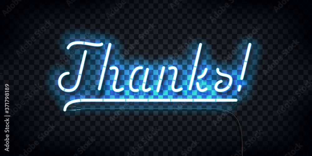 Vector realistic isolated neon sign of Thanks typography logo for ...