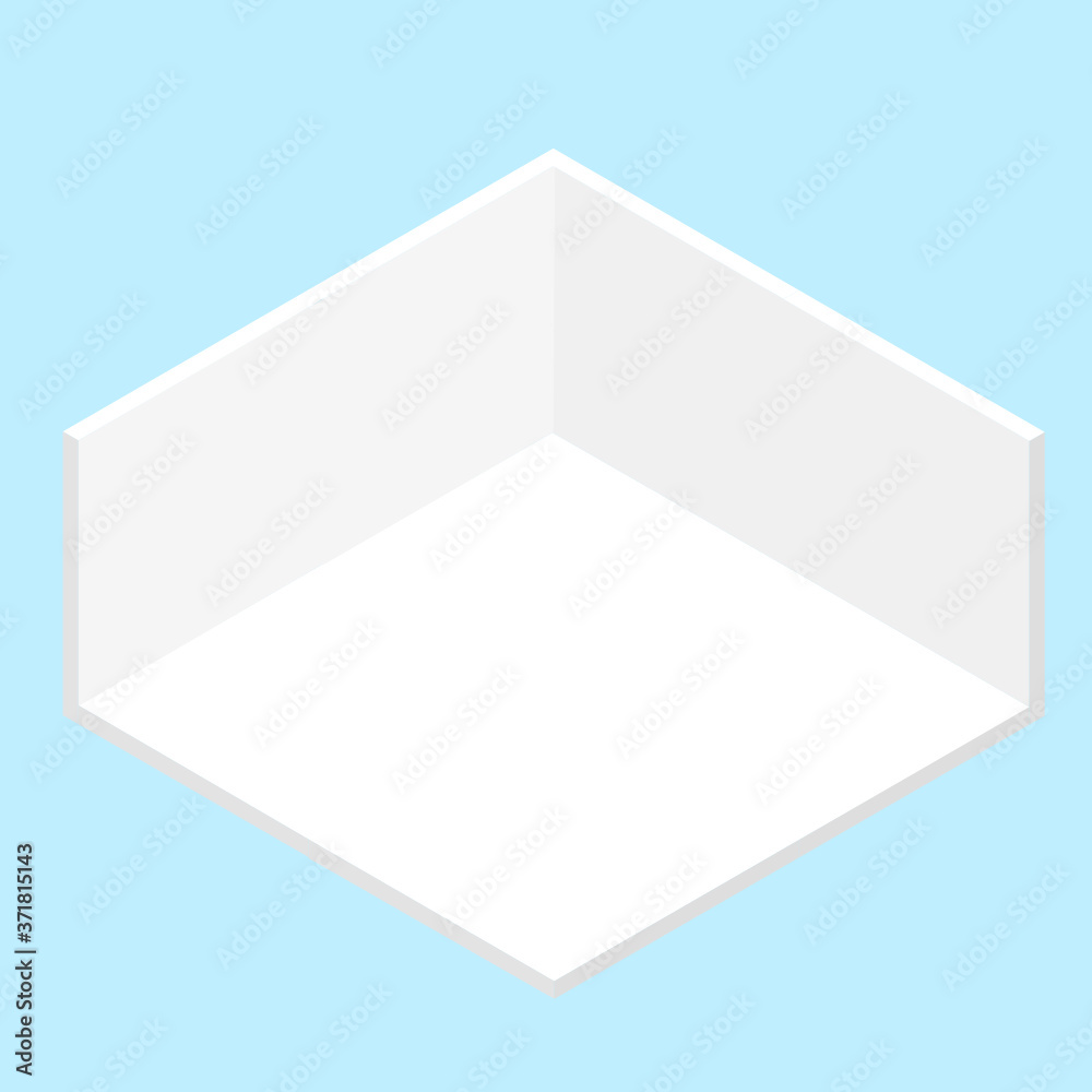Empty room in isometric.Flat 3D vector illustration.Square space. Stock ...
