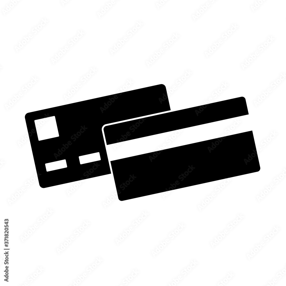 Credit card web icon. Black color line flat style sign of credit card ...