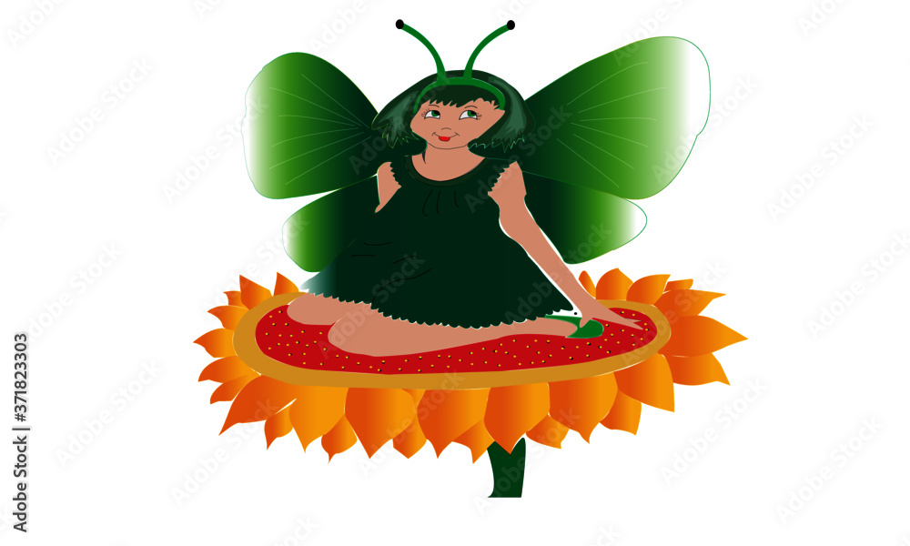 sunflower cute bee doll, child, cartoon, illustration, woman, people ...