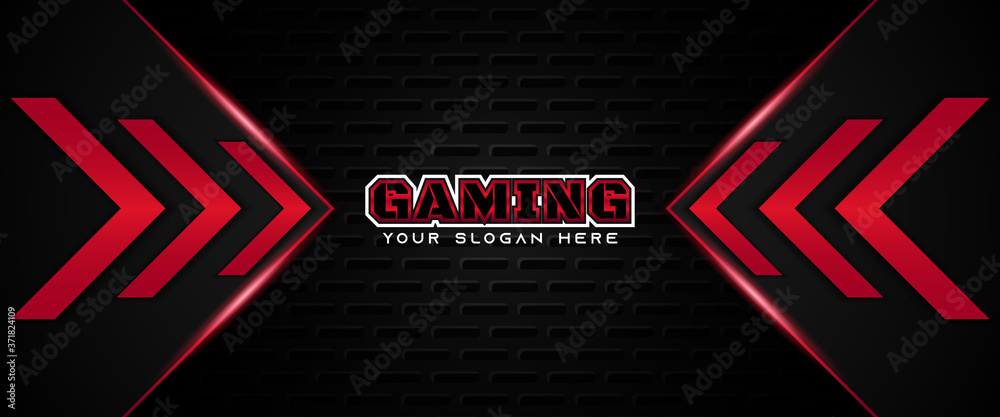 Futuristic red and black abstract gaming banner design with metal ...