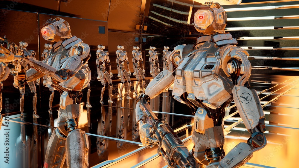 Military robots-androids arrived on a spaceship to an alien planet for ...