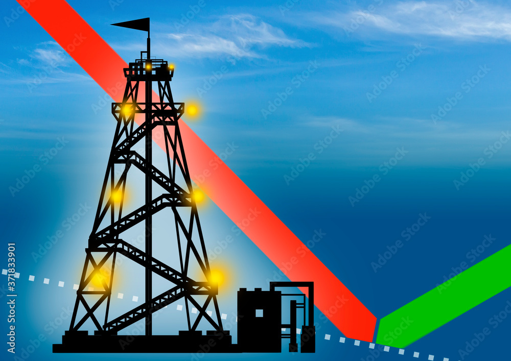 Drilling rig as a symbol of oil. Concept - changes in the price of ...