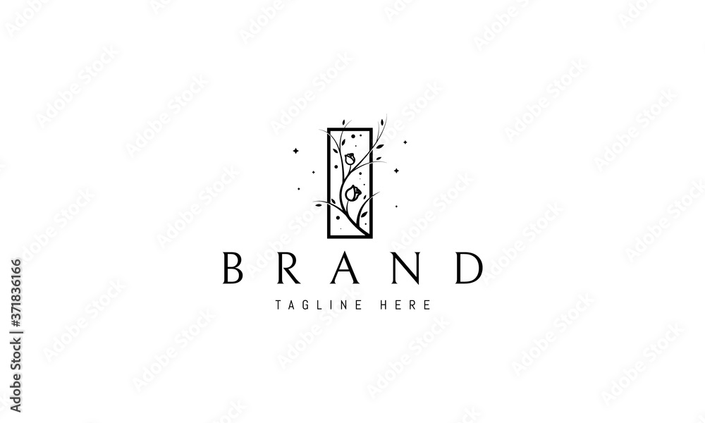 Vector elegant logo with an abstract image of a rose bush in a ...