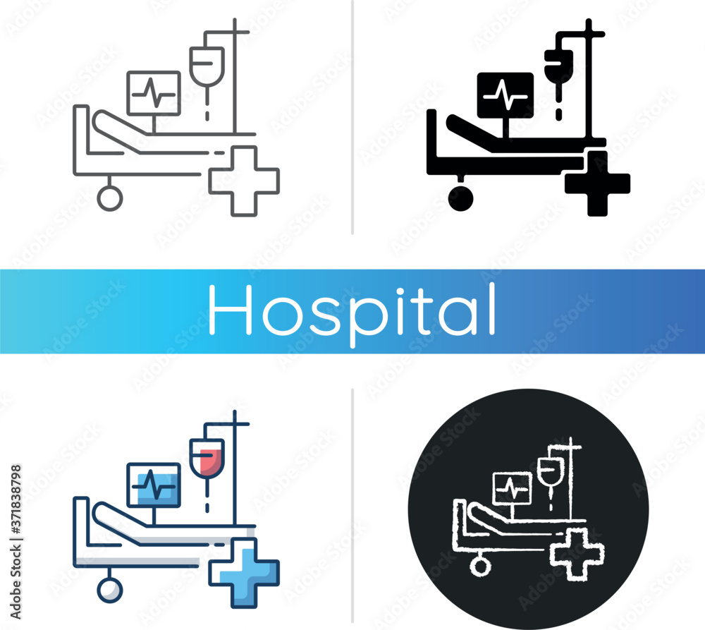 Intensive care icon. Critical care medicine. ICU. Hospital ward ...