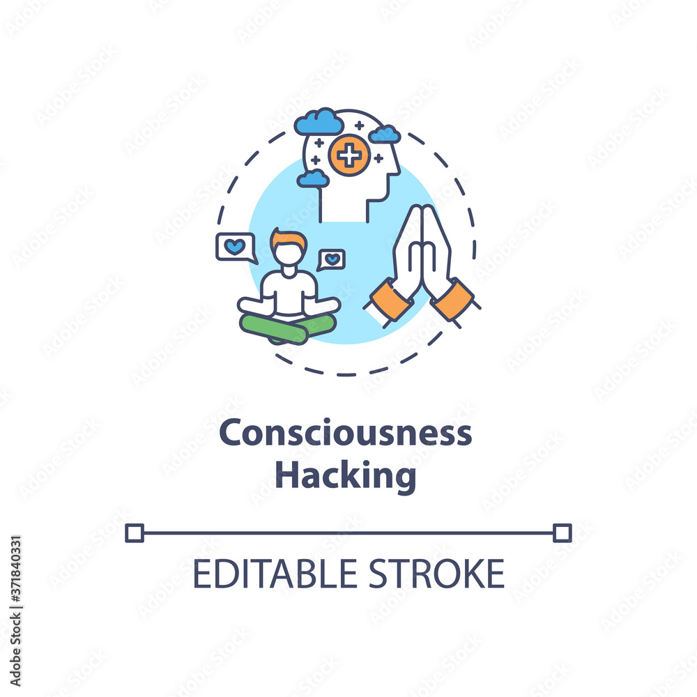 Consciousness hacking concept icon. Biohacking, spiritual growth idea ...