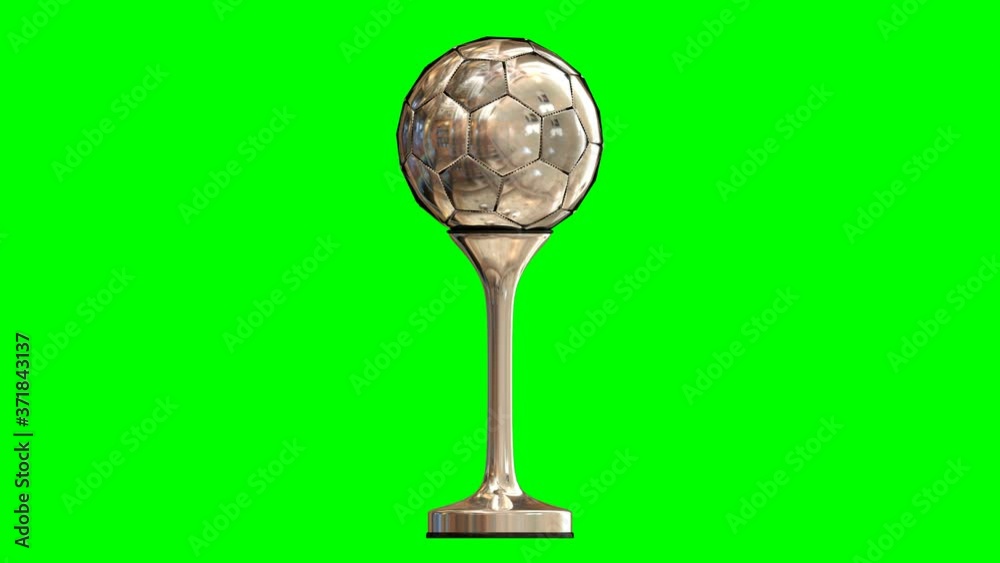 Animated spinning shining simple silver soccer trophy. Full 360 degree ...