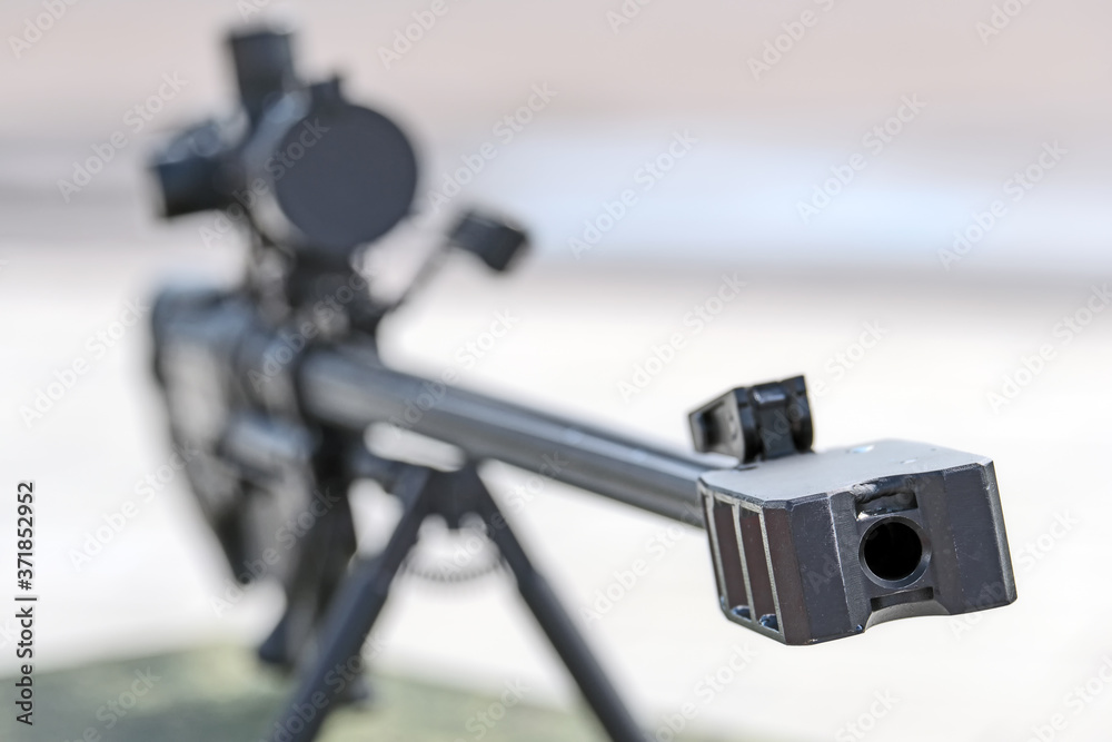 sniper rifle gun barrel front view. Silhouette of lethal firearms ...