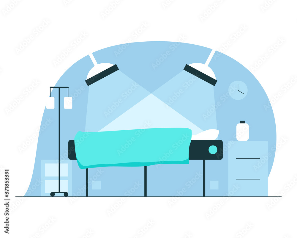 Surgery room interior. Vector illustration of interior of a surgery ...