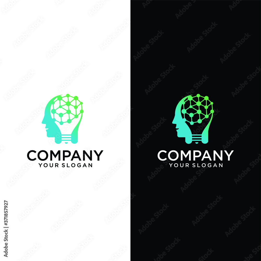 Artificial Intelligence and Machine Learning Logo Concept. Human head ...