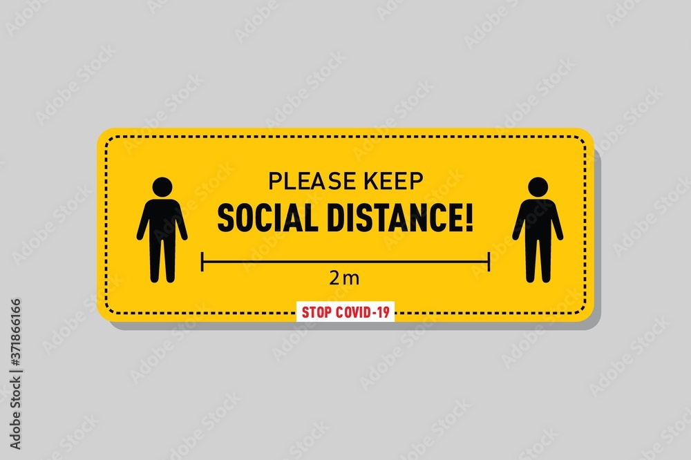 Warning banner Please keep social distance. Coronovirus protective ...