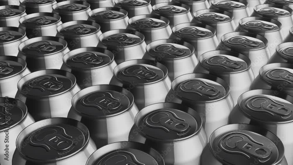 Rotating aluminum metal cans for drinks - beer or soda. Perfect ...