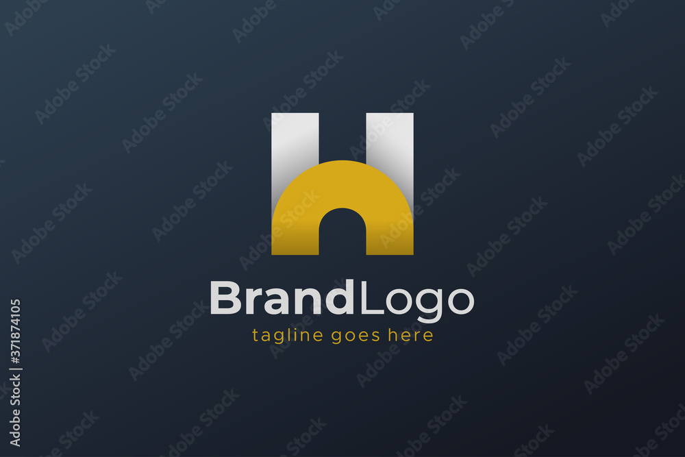Abstract Initial Letter H Logo. White and Yellow Geometric Shape ...