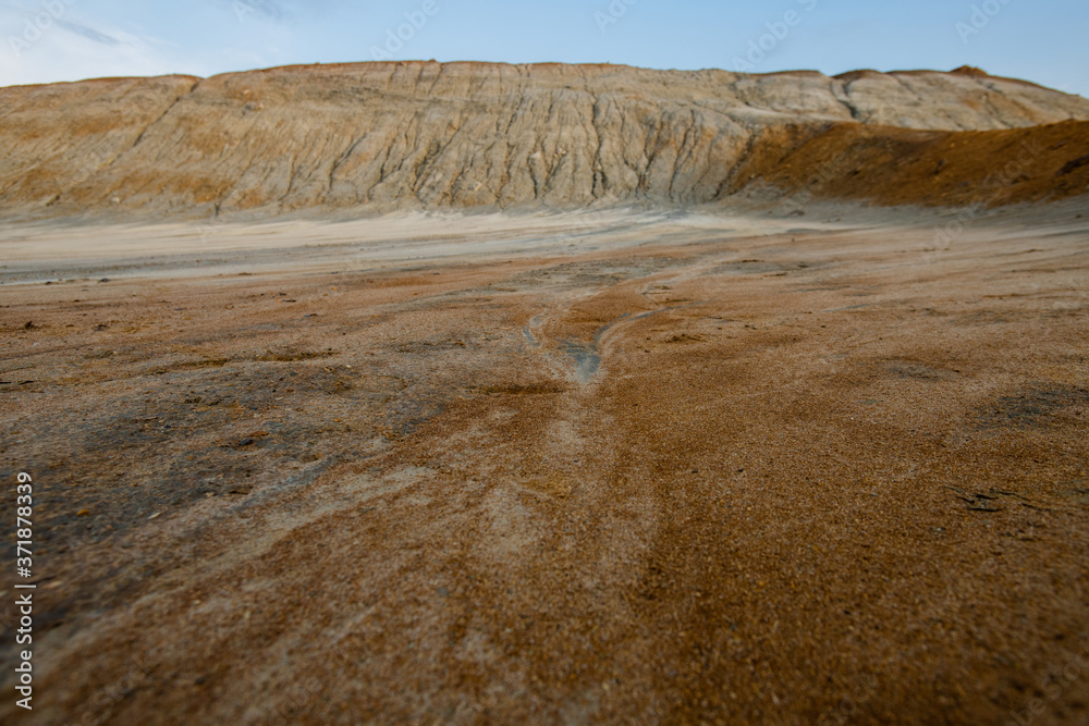 Dirty and polluted soil on territory with dangerous environmental ...