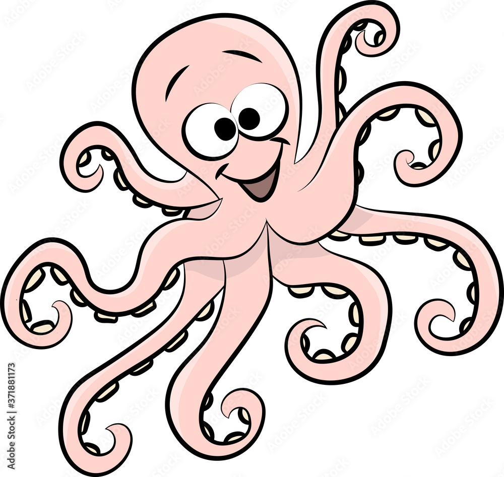 Cartoon octopus smiling vector illustration for children Stock Vector ...