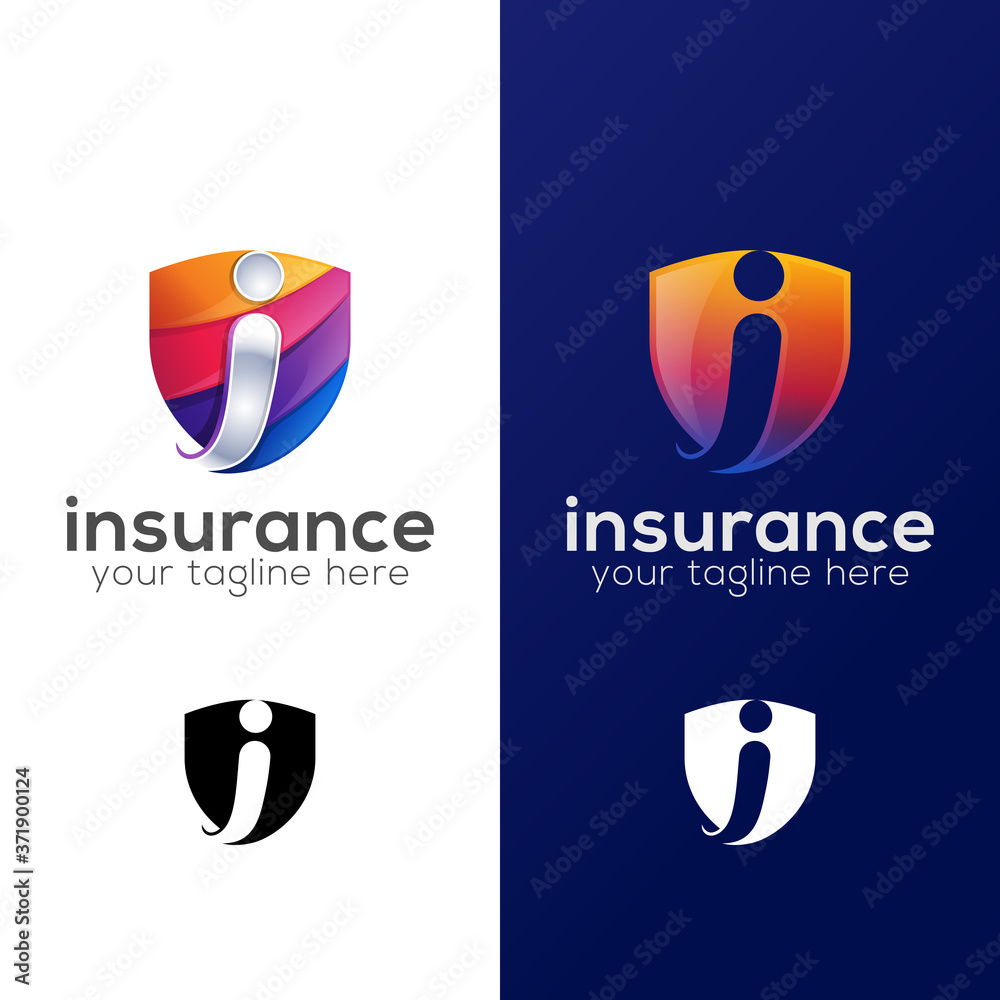 insurance safety logo. Letter I with shield gradient logo two version ...